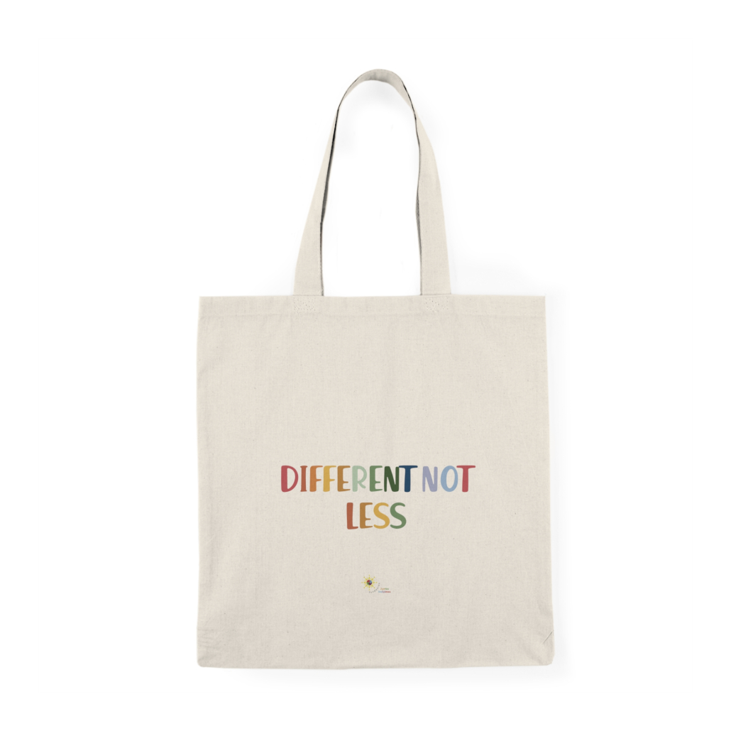 Totebag «Different not less» – Tienda Fundación Juntos Incluimos